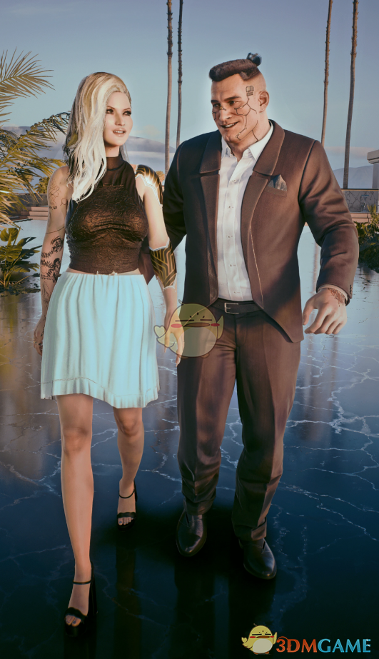 《赛博朋克2077》女式亮青色圆臀波西米亚短裙MOD电脑版下载 – 叽哩叽哩游戏网ACG（G站）